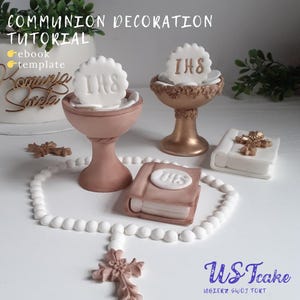 First Communion Cake Topper Guide | Chalice, Book & Rosary | Fondant ...
