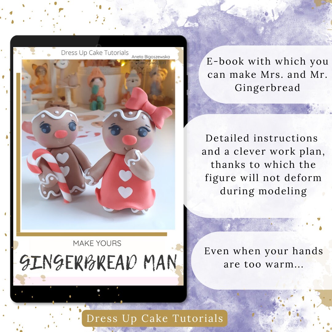 Gingerbread Man Cake Topper Tutorial Whit Templates PDF. Sugarpaste ...