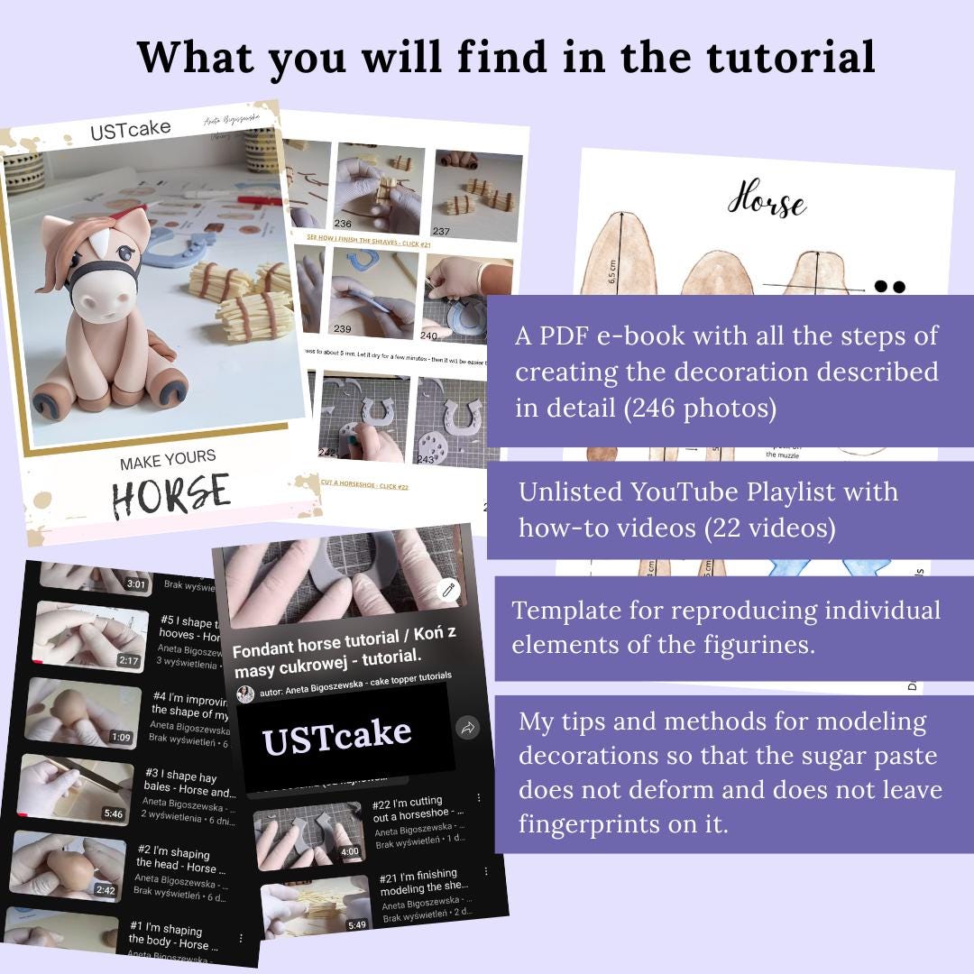 Horse, Hay, and Horseshoe. Fondant Cake Topper Video Tutorials. Farm ...