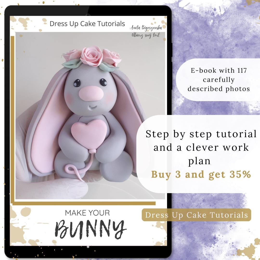 Bunny With Roses. Detailed Tutorials Whit Templates, Sugarpaste Fondant ...