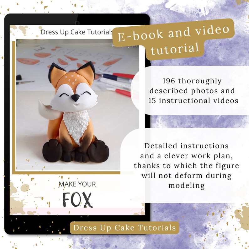 Cute Fox Fondant Topper Tutorial With Video and PDF Template. Easy to ...