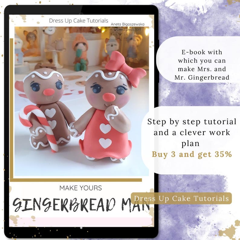Gingerbread Man Cake Topper Tutorial Whit Templates PDF. Sugarpaste ...
