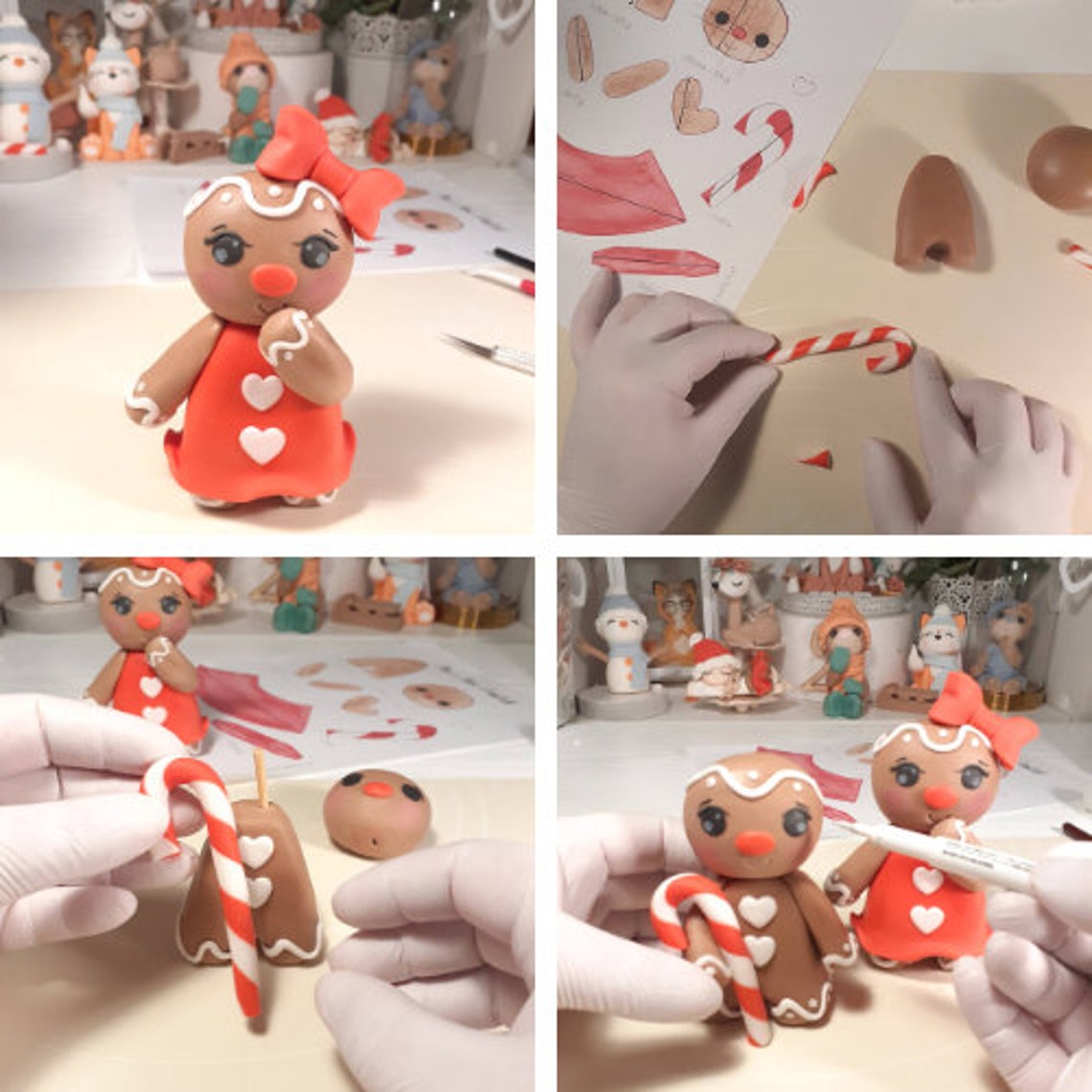 Gingerbread Man Cake Topper Tutorial Whit Templates PDF. - Etsy