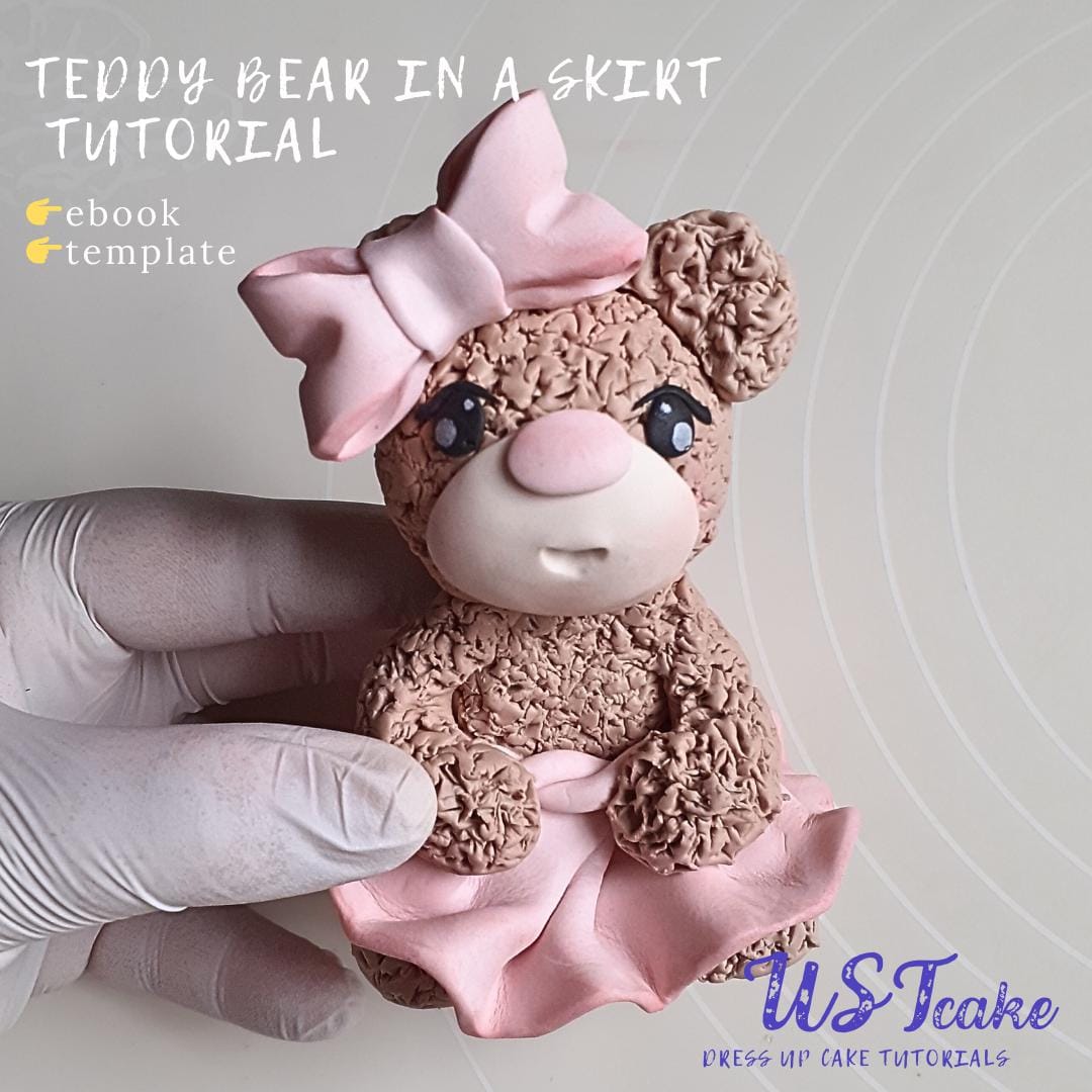Cake Topper Tutorial. Teddy Bear, Girl in a Dress, Decoration for a ...