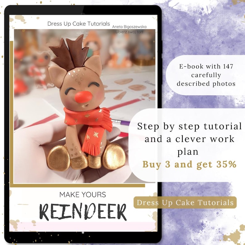 Reindeer Cake Topper Fondant Figurine. Tutorial With Templates. Kids ...