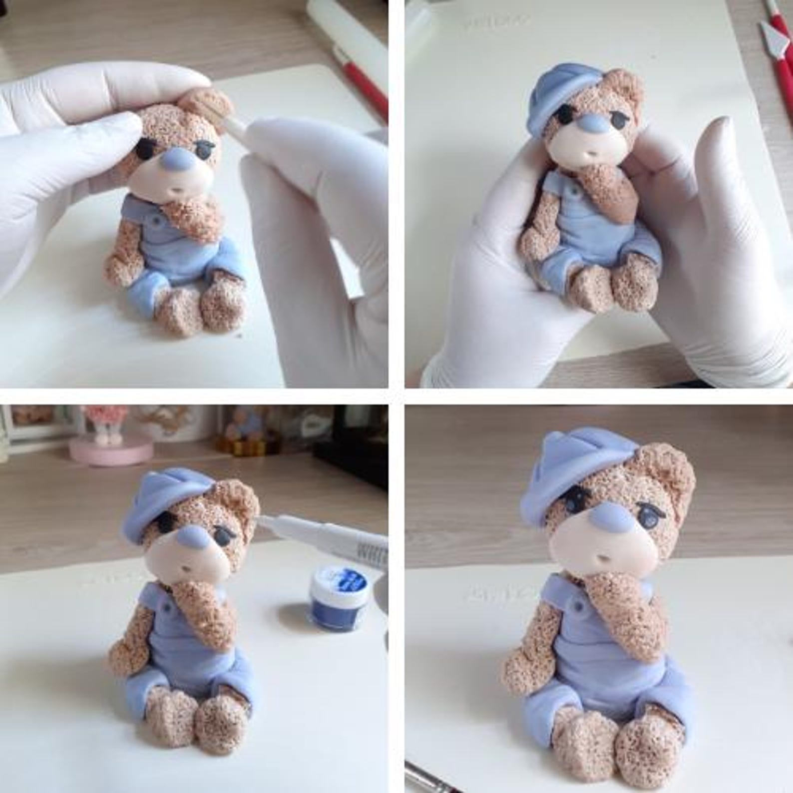 Fondant Teddy Bear Cake Topper Tutorial With Template (digital Download ...