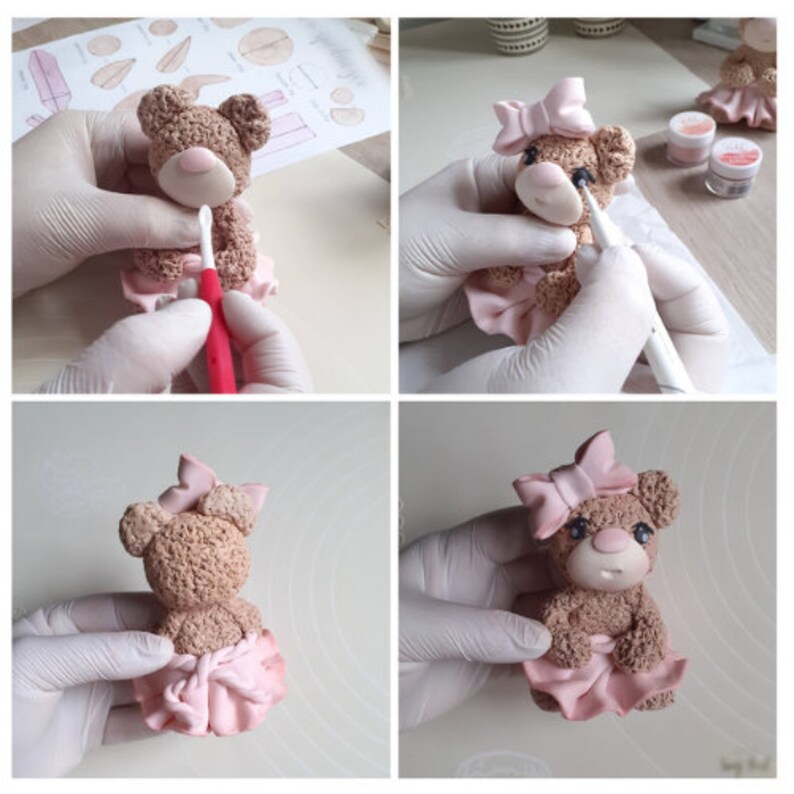 Teddy Bear in a Skirt Cake Topper Tutorial Whit Templates PDF ...