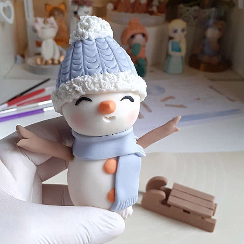 Snowman and Sledge Cake Topper Tutorial With Template. - Etsy