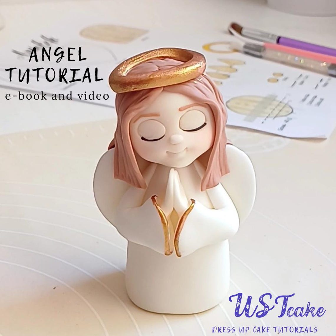 Angel Cake Topper Tutorial With Video. Fondant Decoration for a Girl's ...