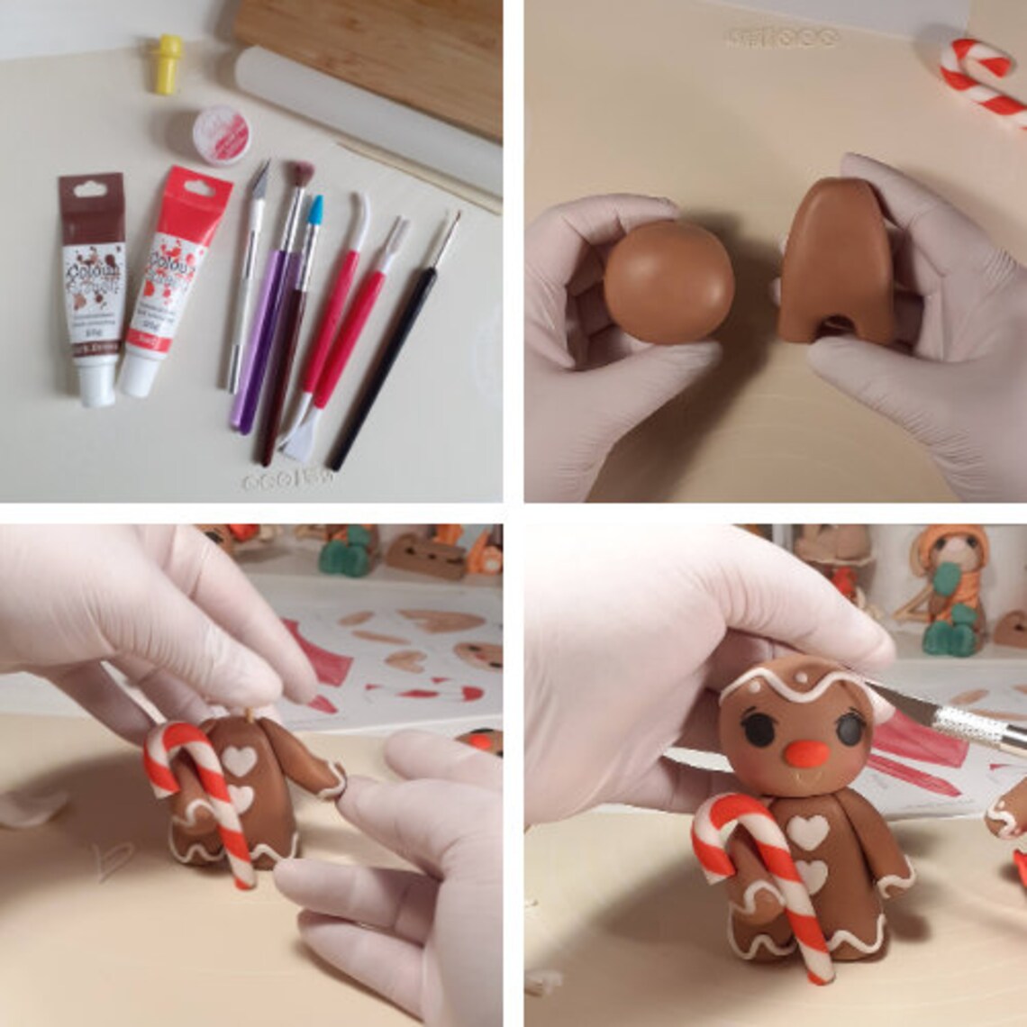 Gingerbread Man Cake Topper Tutorial Whit Templates PDF. Sugarpaste ...