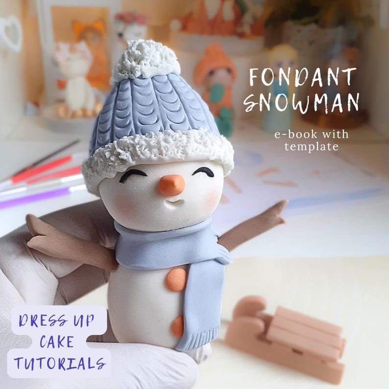 Snowman and Sledge Cake Topper Tutorial With Template. Detailed ...