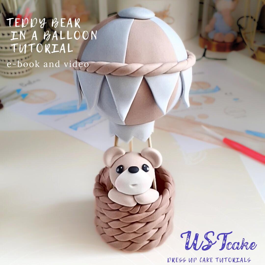 Fondant Air Balloon Teddy Bear, Cake Topper Tutorial With Video and ...