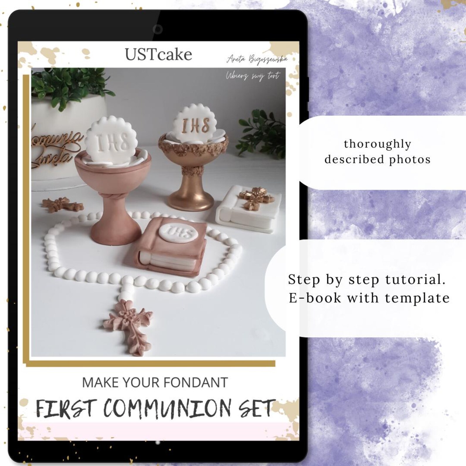 First Communion Cake Topper Fondant Tutorial: Chalice, Book & Rosary (e ...