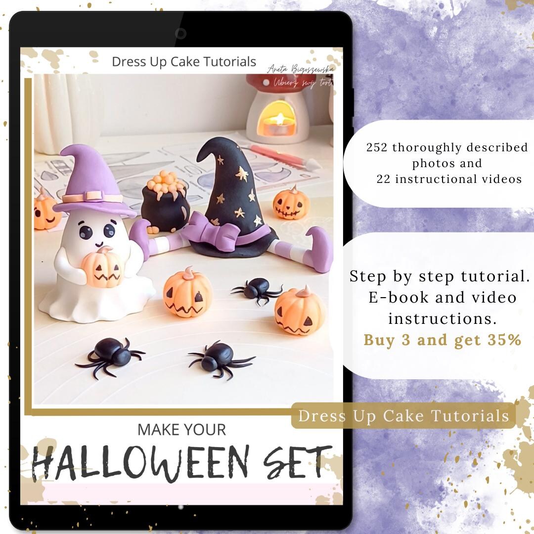 Spooky Cake Topper Set - Ghost, Spider, Pumpkin, Witch - Halloween ...