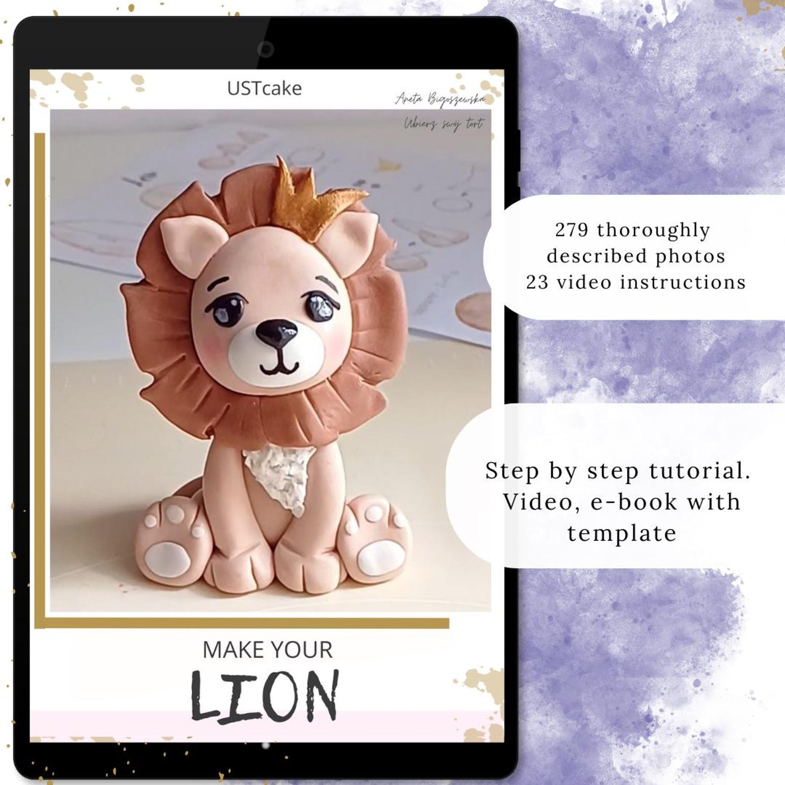 Fondant Kit - Lion Tutorial + E-book on the Basics of Fondant Modeling ...
