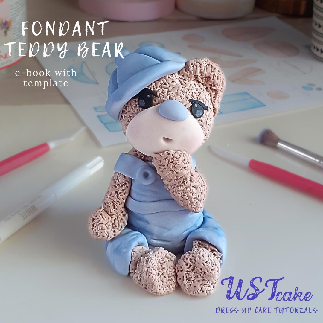 Fondant Teddy Bear Cake Topper Tutorial With Template (digital Download ...