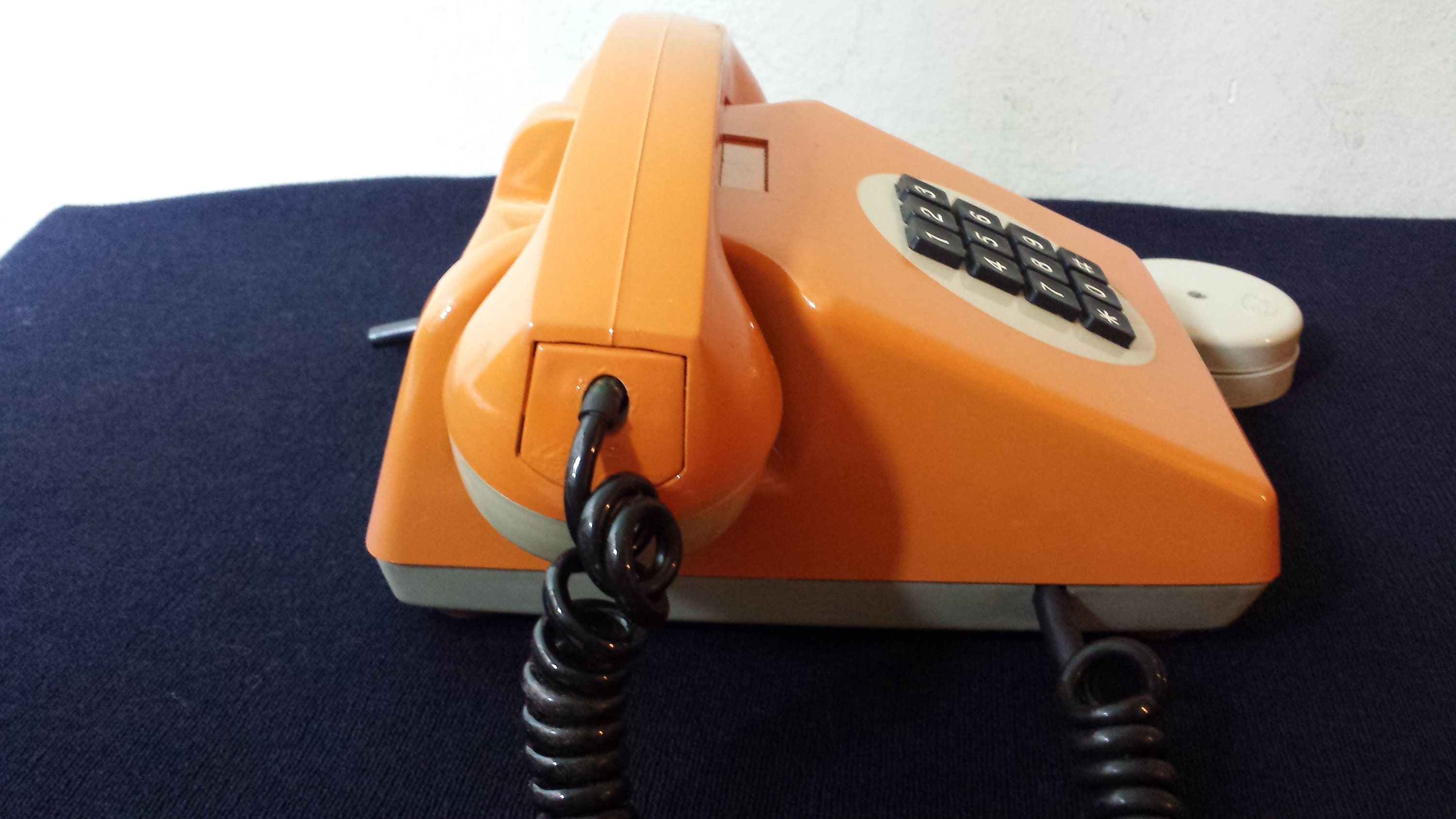 Vintage Orange Telephone, Push Button, Orange Telephone, Landline ...