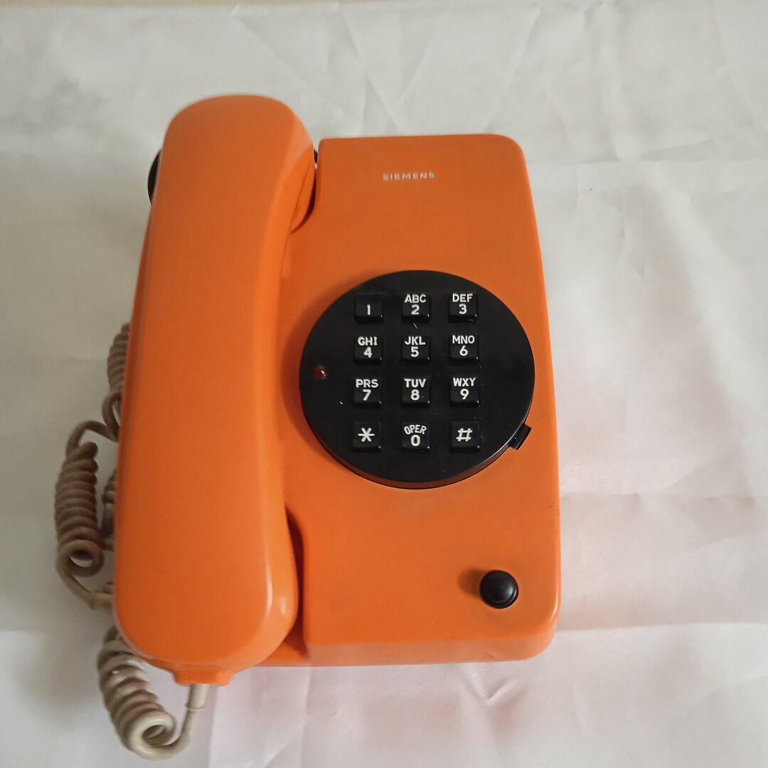 Works Vintage Telephone Orange, Landline Telephone With Buttons ...