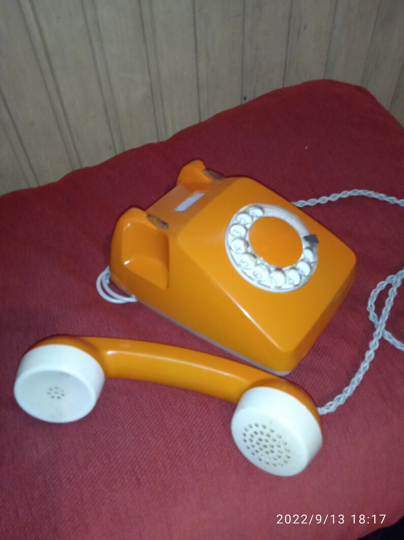 1960s Vintage Orange Telephone, Manual Dial Telephone, Orange Color ...