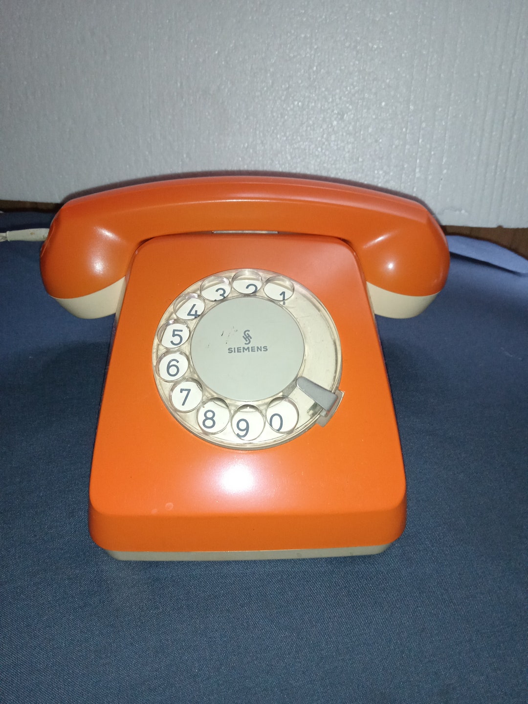 1960s Vintage Orange Telephone, Manual Dial Telephone, Orange Color ...