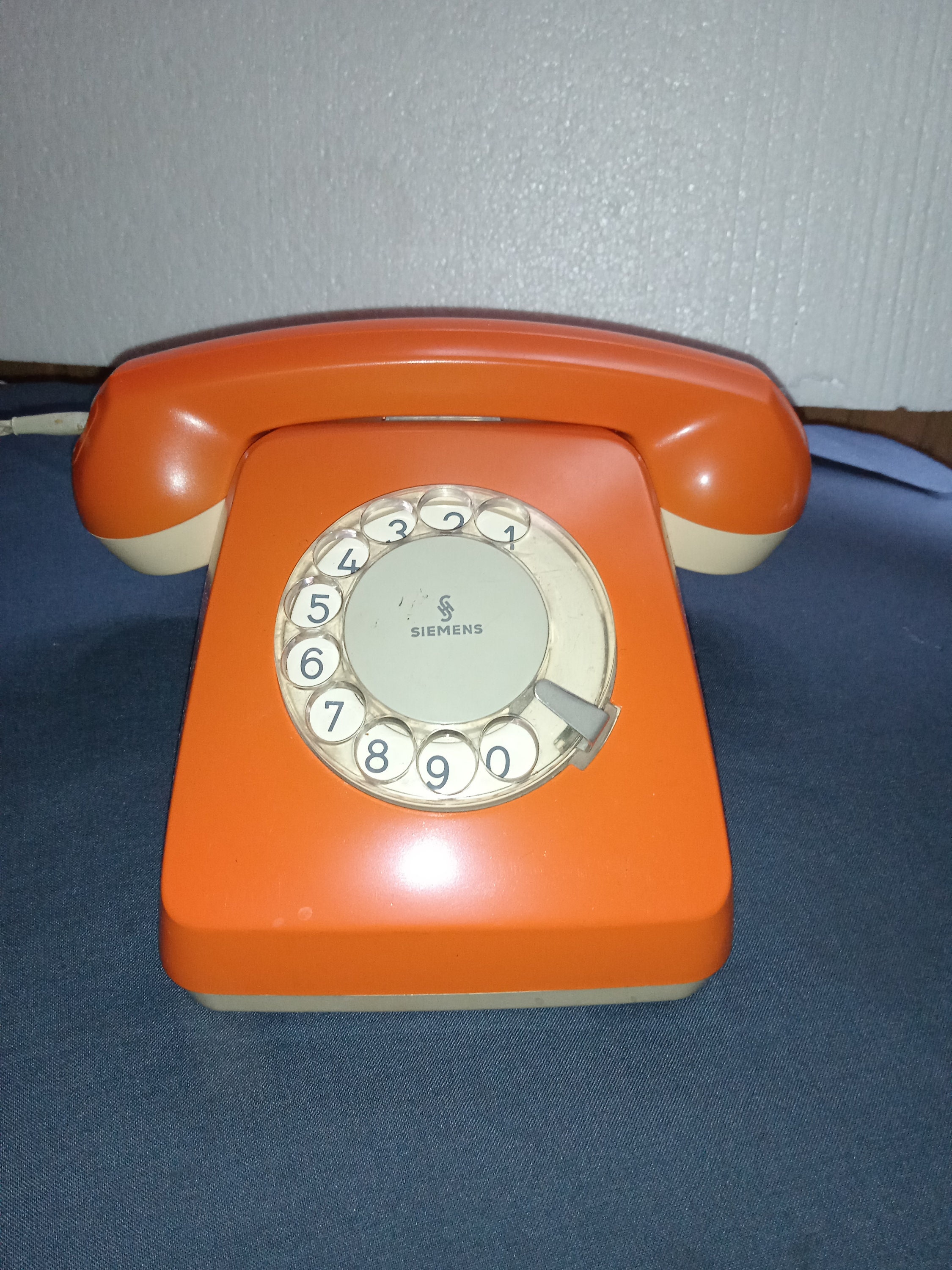 1960s Vintage Orange Telephone, Manual Dial Telephone, Orange Colored ...