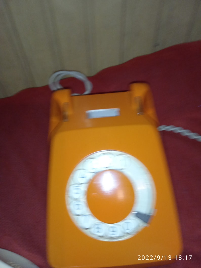 1960s Vintage Orange Telephone, Manual Dial Telephone, Orange Color ...