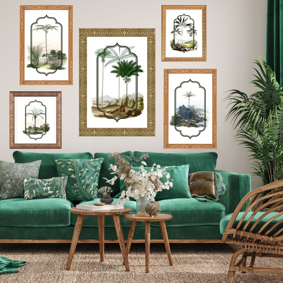 Vintage Boho Palm Tree Art (set 2), Art Deco Palms, Stylish Wall Art ...