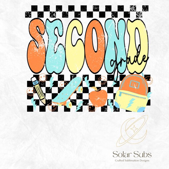 Retro Boys Second Grade PNG Sublimation Download DISTRESSED - Etsy