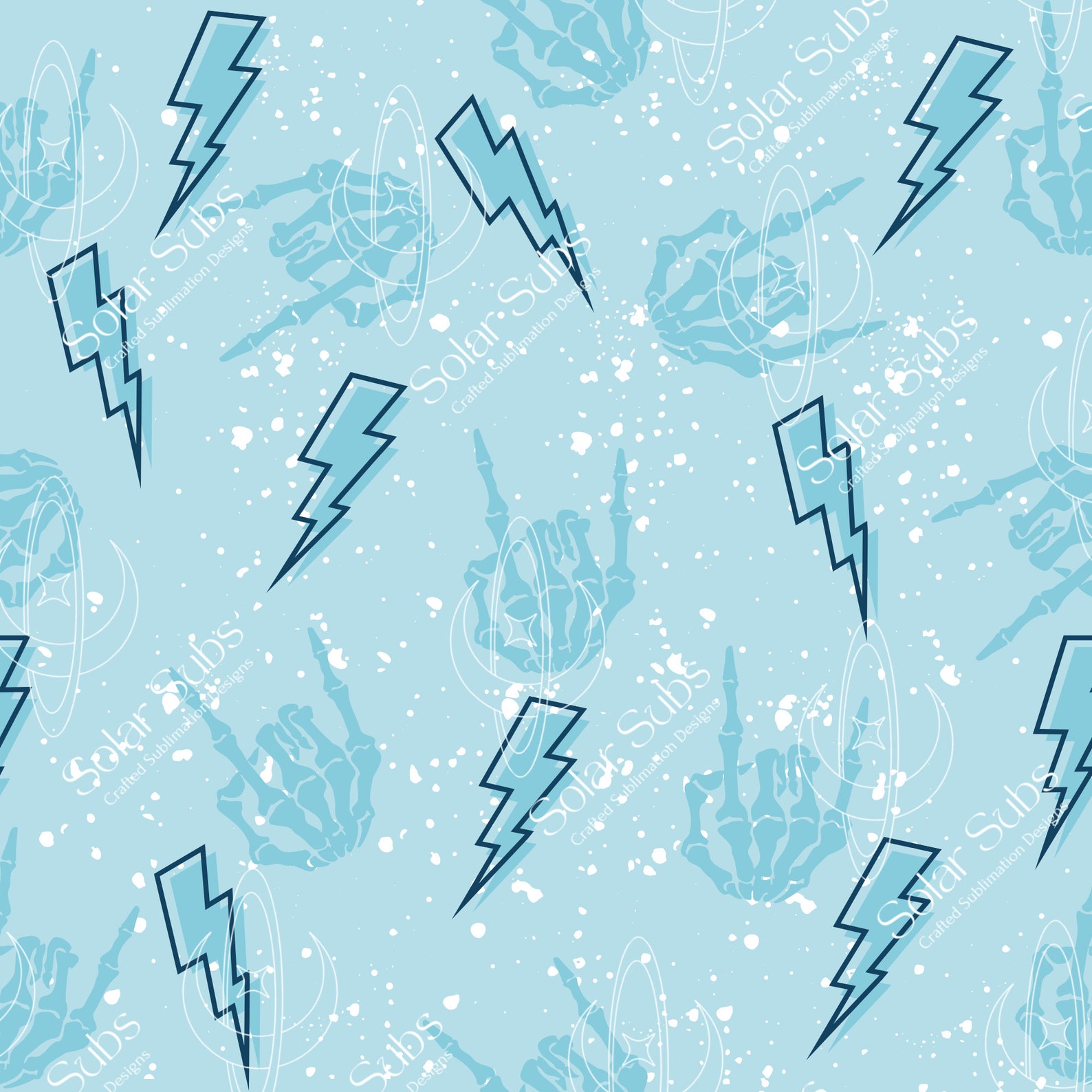 Retro Lightning Bolt Skeleton Seamless Pattern Seamless - Etsy