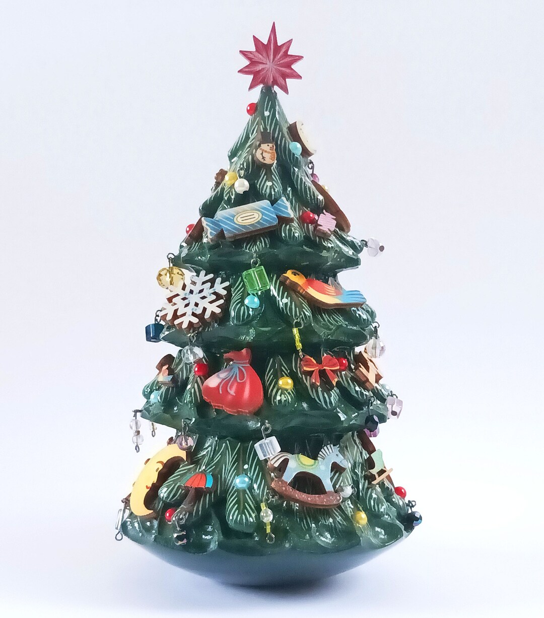 Christmas Tree Green Wooden Roly Poly Toy Wobble Toy - Etsy