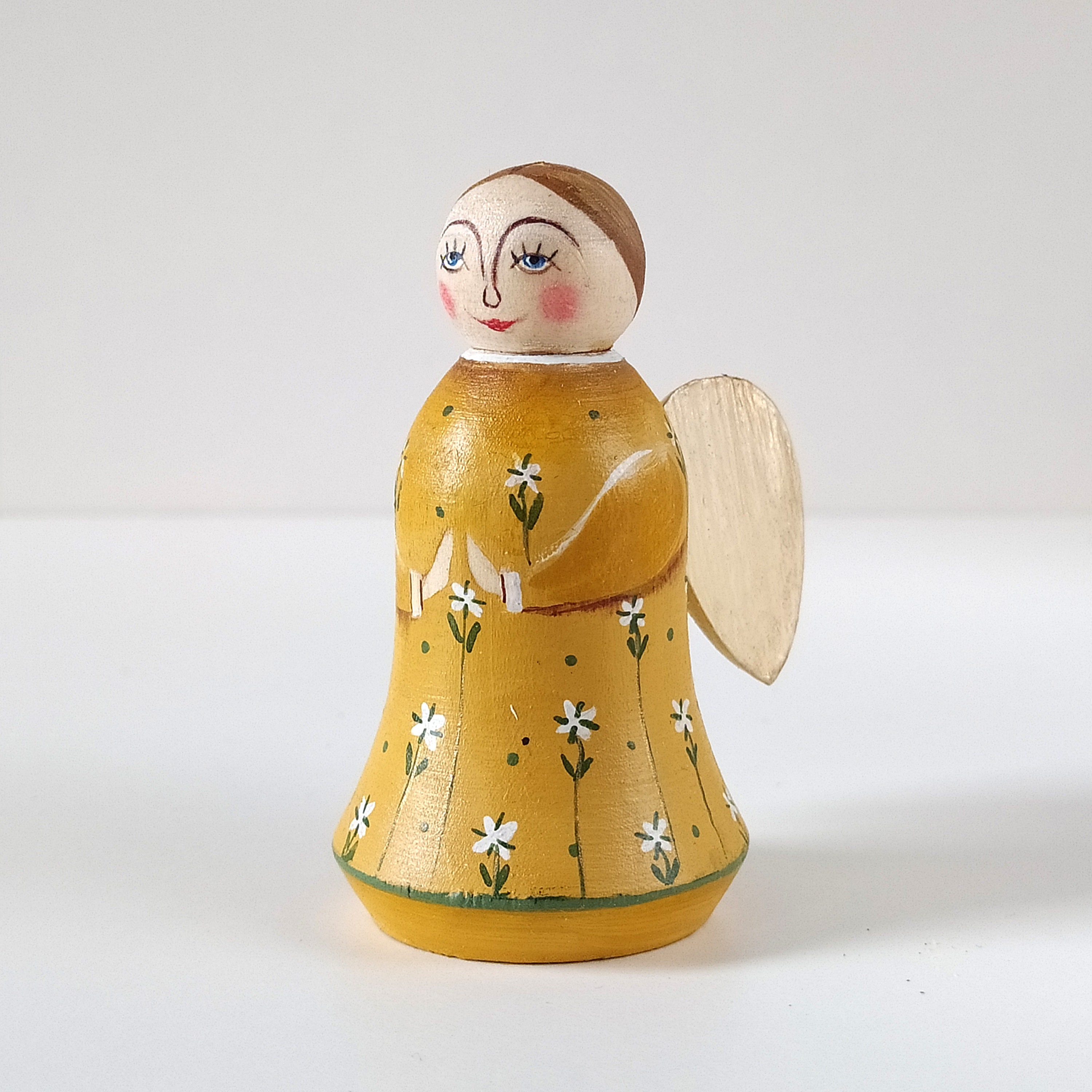 Humble Wooden Angel Hand Painted Beige or Brown - Etsy