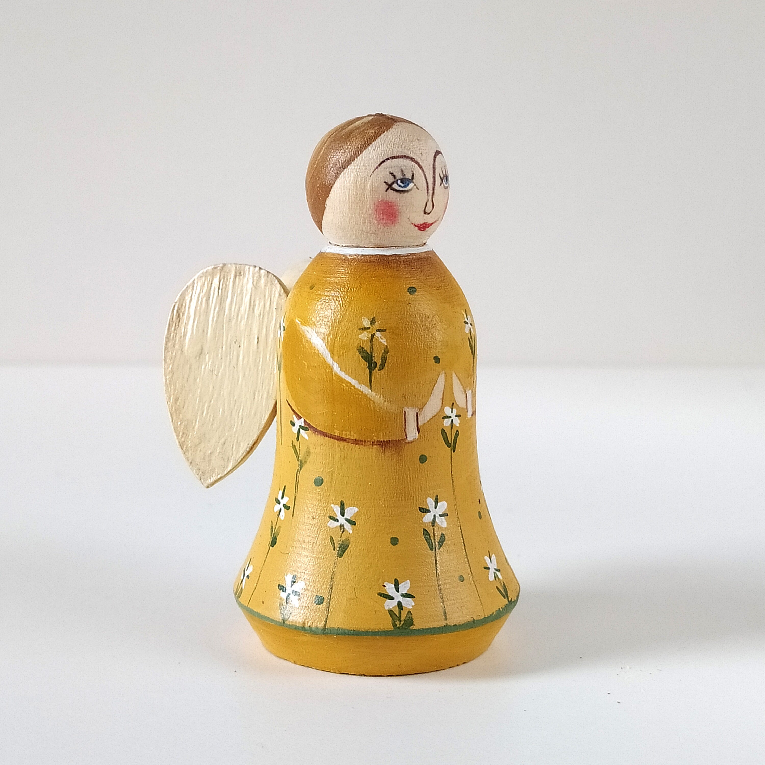 Humble Wooden Angel Hand Painted Beige or Brown - Etsy