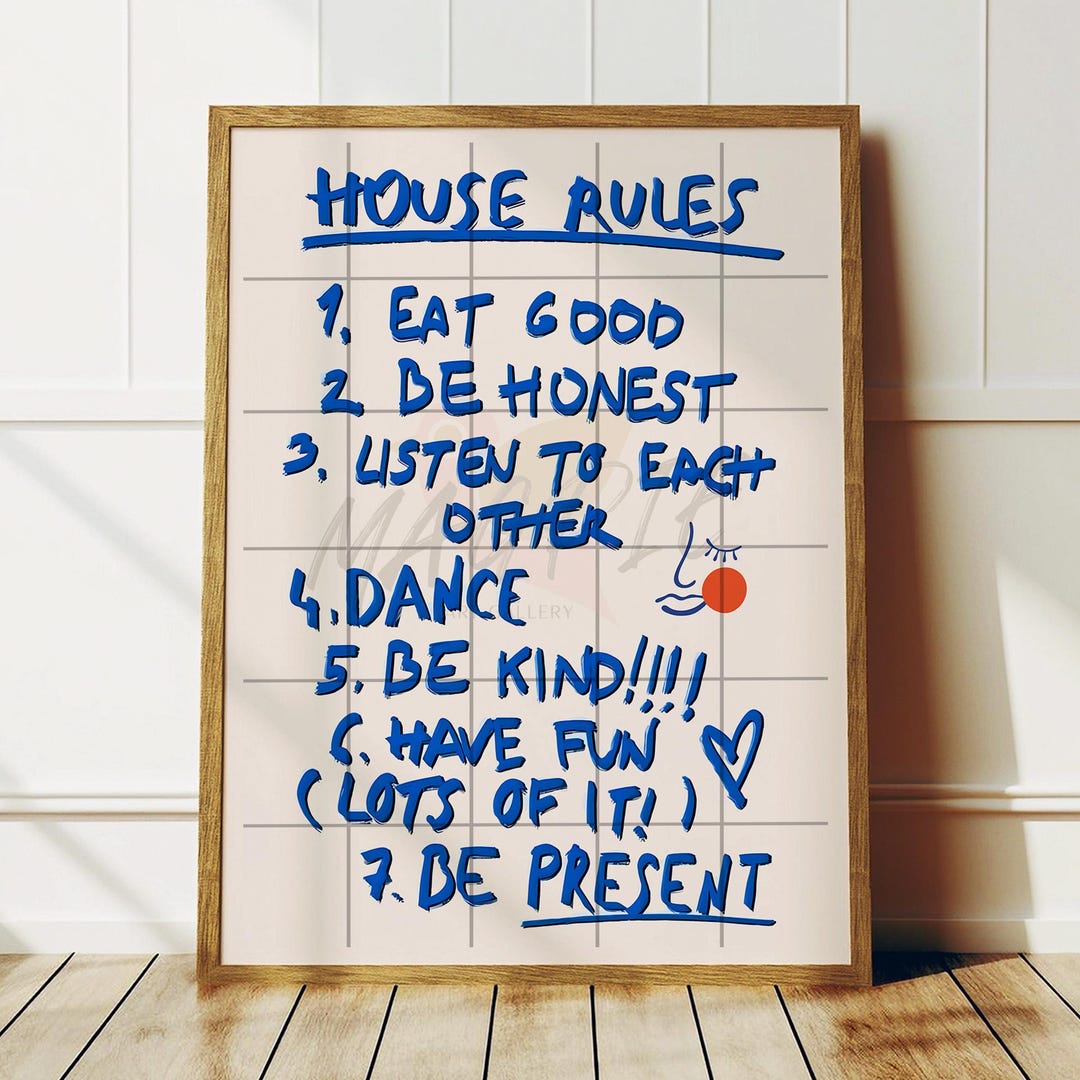 Printable House Rules Chart Poster for High Resolution Digital File ...