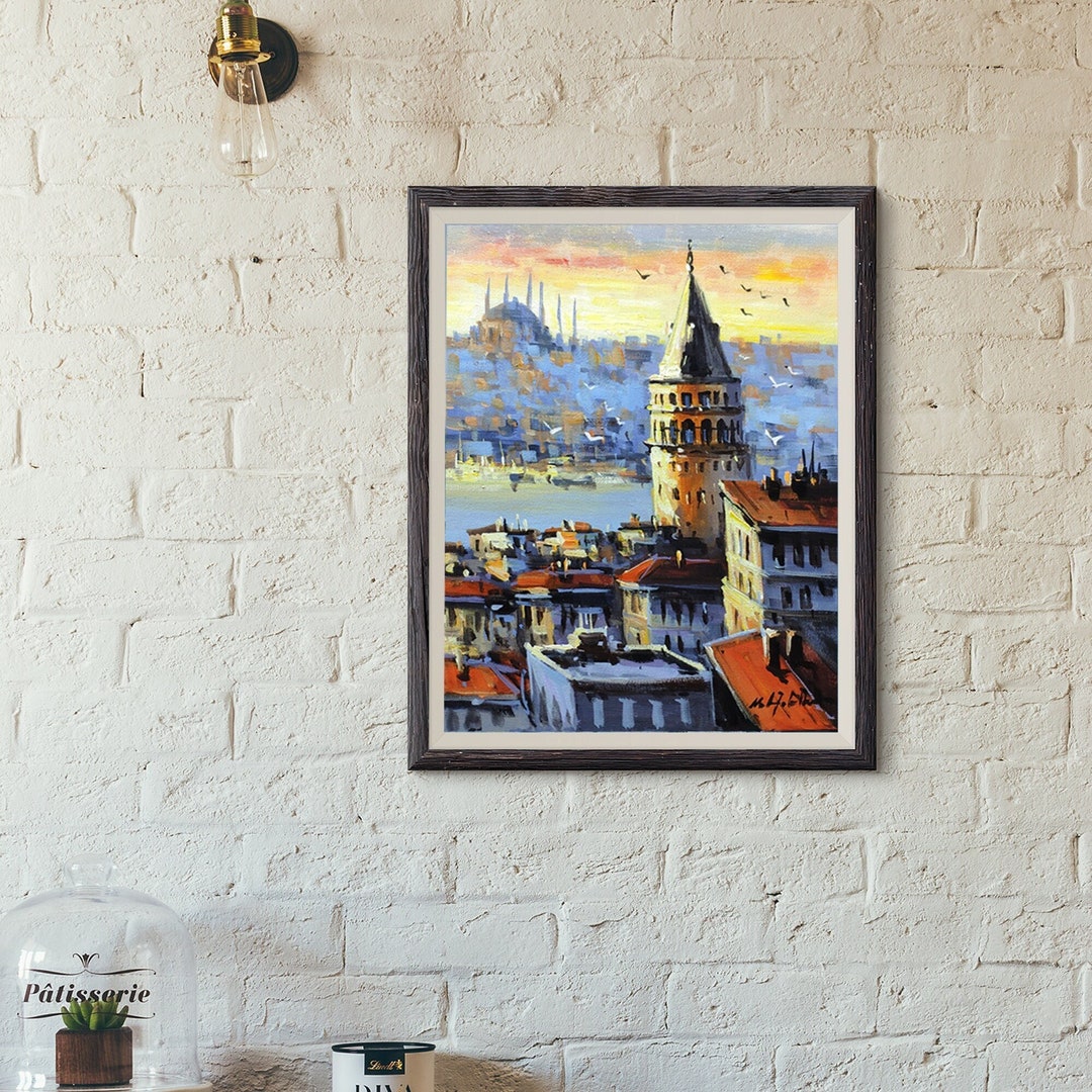 Galata Tower Original Oil Painting İstanbul Turkey Wall Art - Etsy