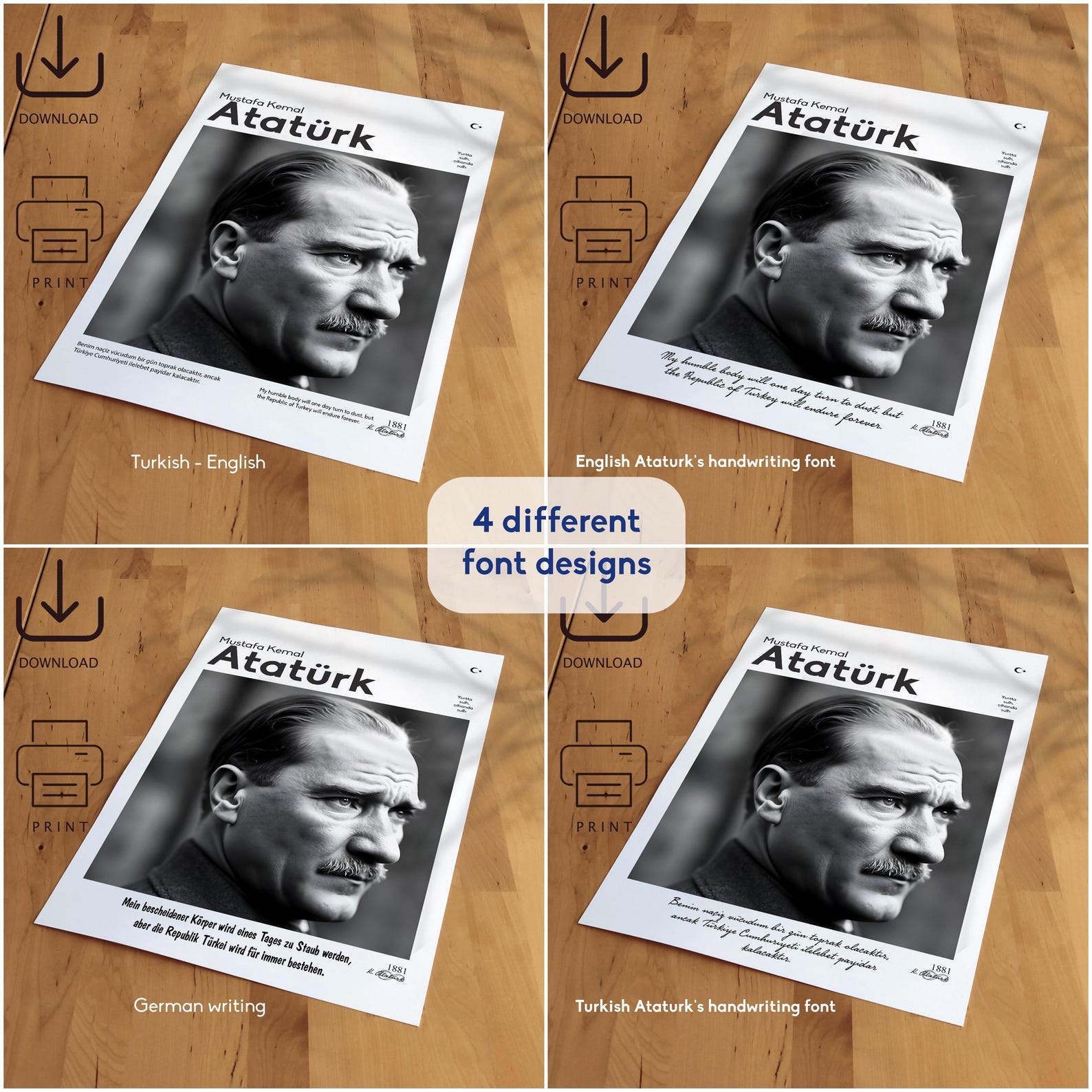 Mustafa Kemal Ataturk Photo Digital Download, High Resolution ...