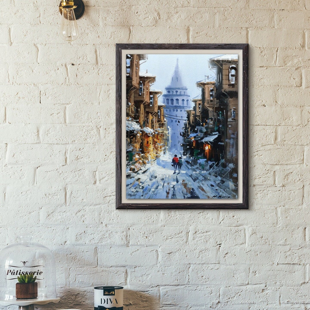 Galata Tower Oil Painting: Istanbul Landscape Wall Art (12x16 Inch) - Etsy