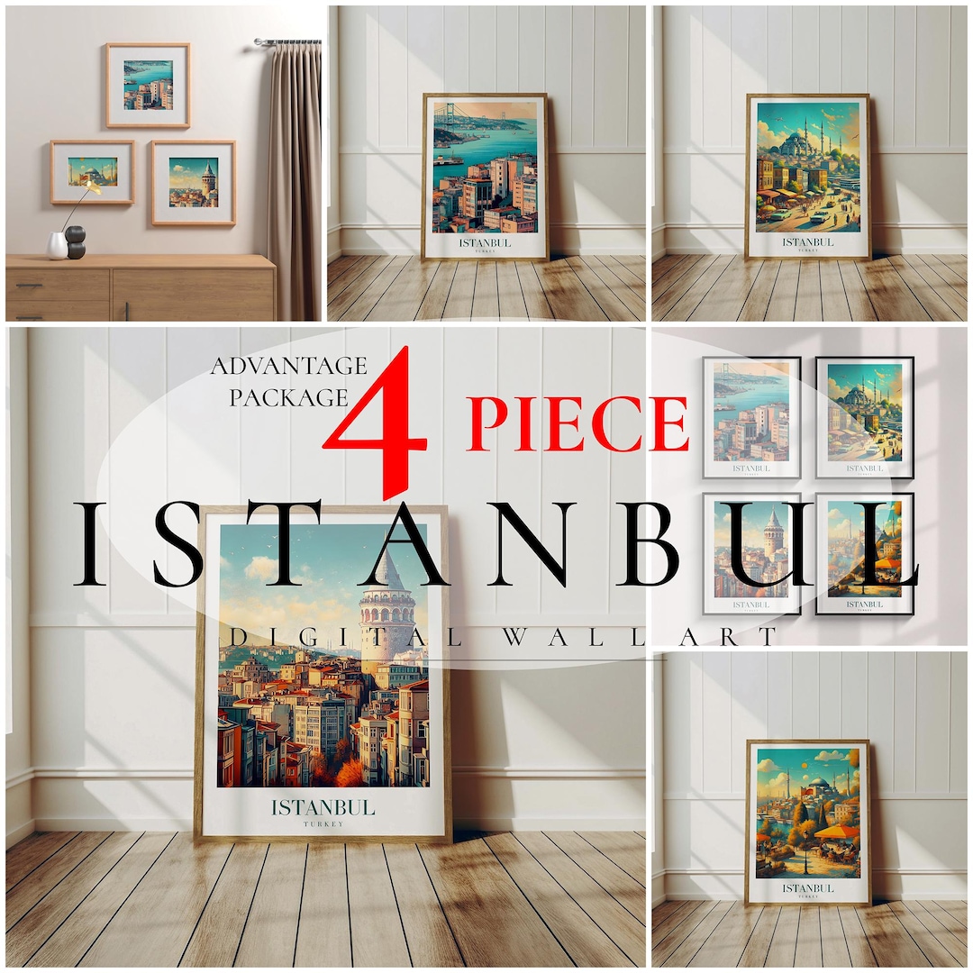 İstanbul Poster Turkey Art Print Wall Art Galata Tower Blue Mosque ...