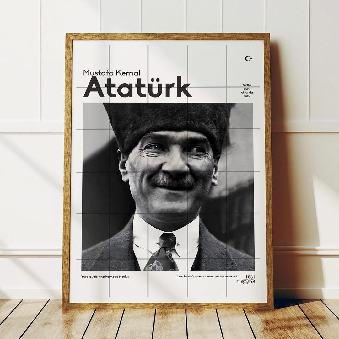 Ataturk's Smiling Photograph, 2 Different Designs for Poster or Canvas ...