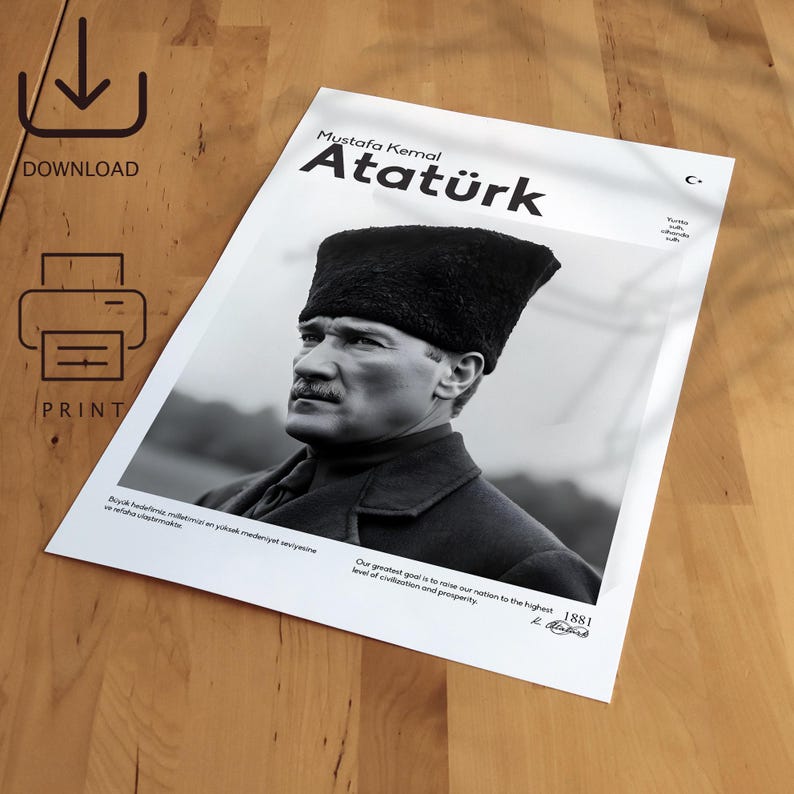 Ataturk Black and White Photo: High-resolution Jpeg (digital Download ...