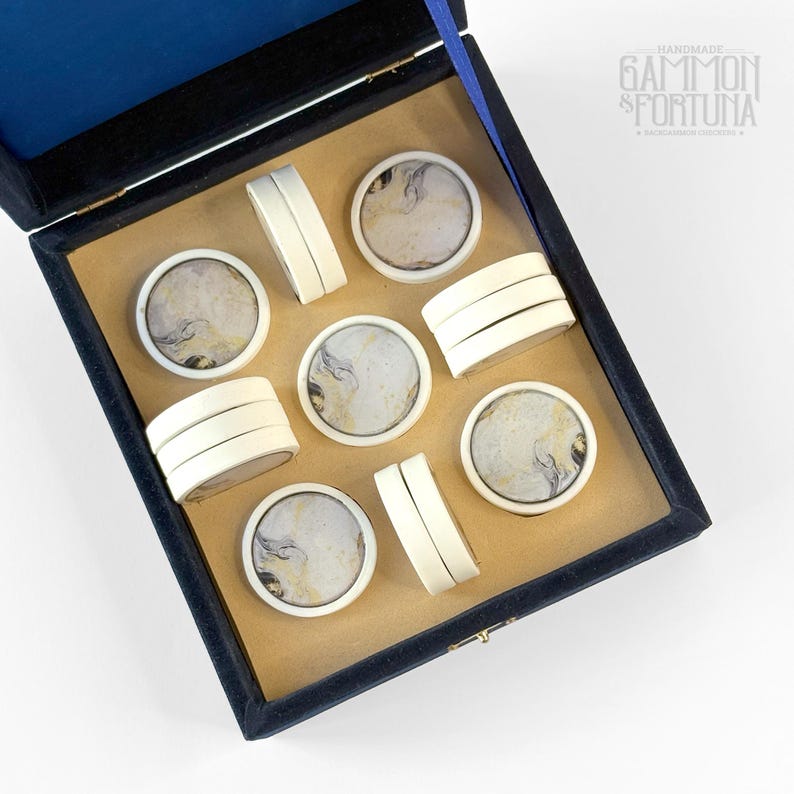 Handmade Epoxy Backgammon Chips – White Marble Look, 15pcs - Etsy