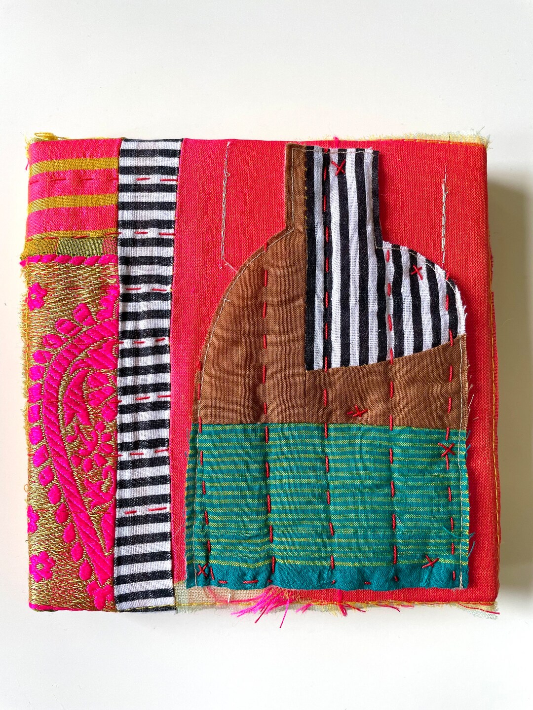 Vibrant Textile Art / Patchwork and Appliqué Handmade Framed Work ...