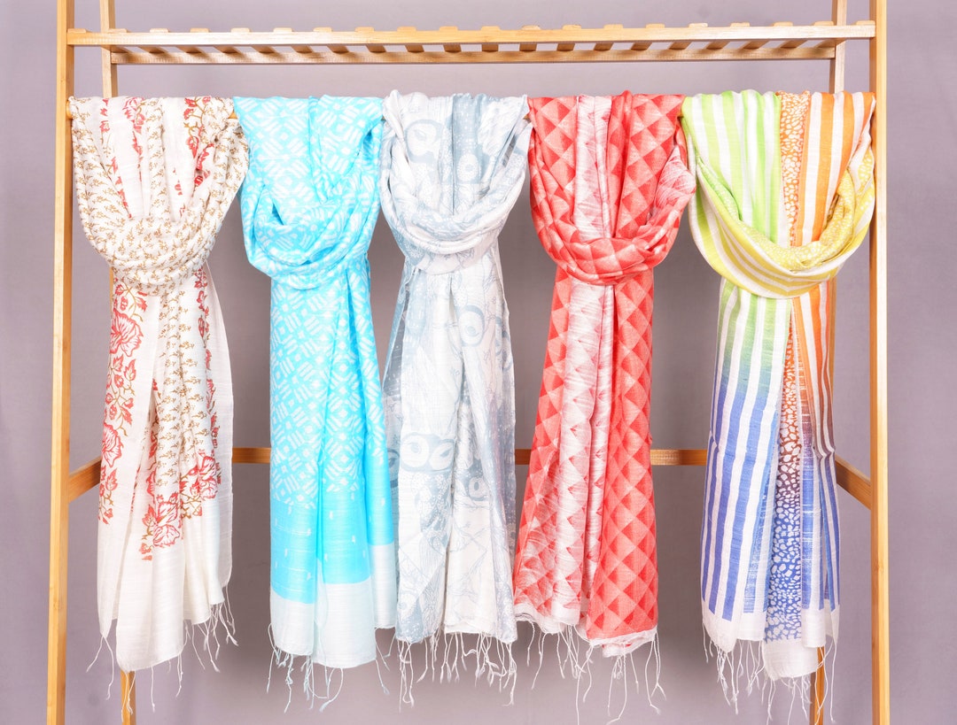 5 Pc Bulk Lot Silk Scarf Handmade Indian Modal Silk Shawl Gift for Her ...
