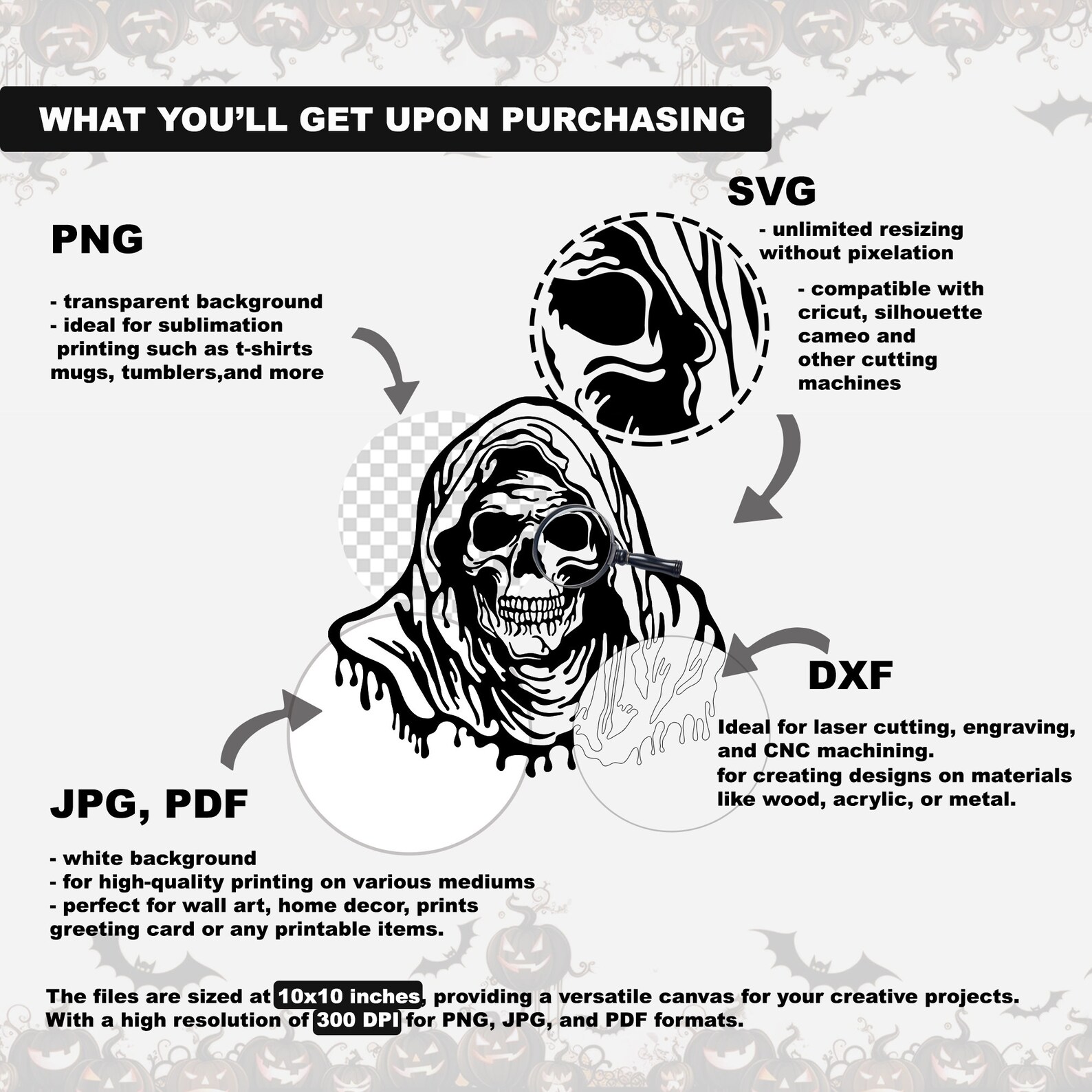 Grim Reaper Face Svg, Scary Halloween Face Svg, Halloween Decoration ...