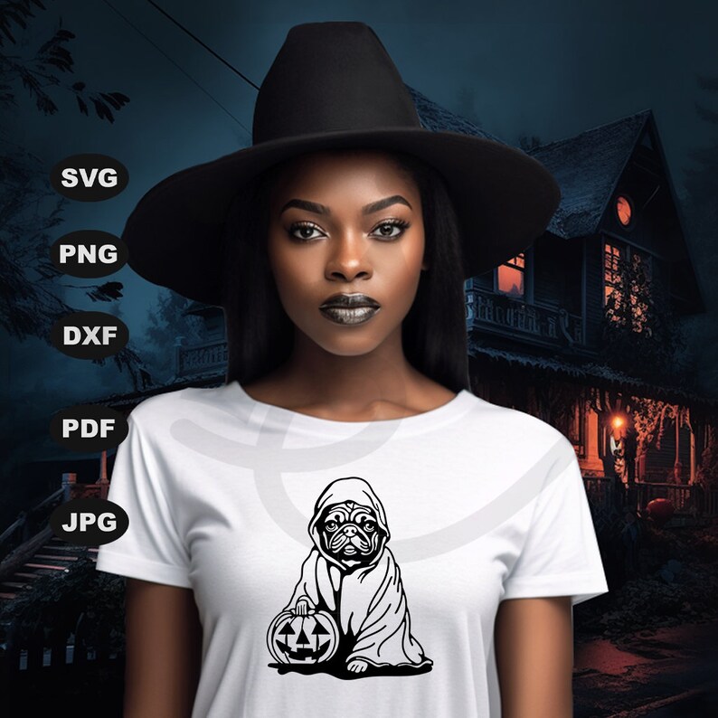 Halloween Pug Svg, Pug as Ghost Blanket Svg, Scary Pug Png With Jpg ...