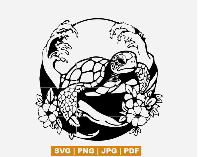 Sea Turtle Svg, Turtle Svg, Turtle With Flowers Svg, Cute Turtle With ...