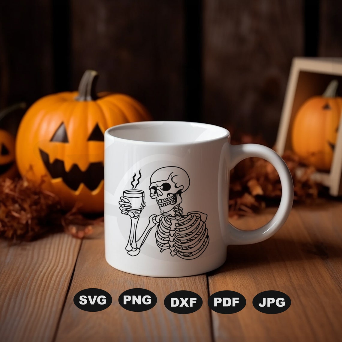 Skeleton SVG, Skeleton Drinking Coffee Svg, Skeleton in Side View Svg ...