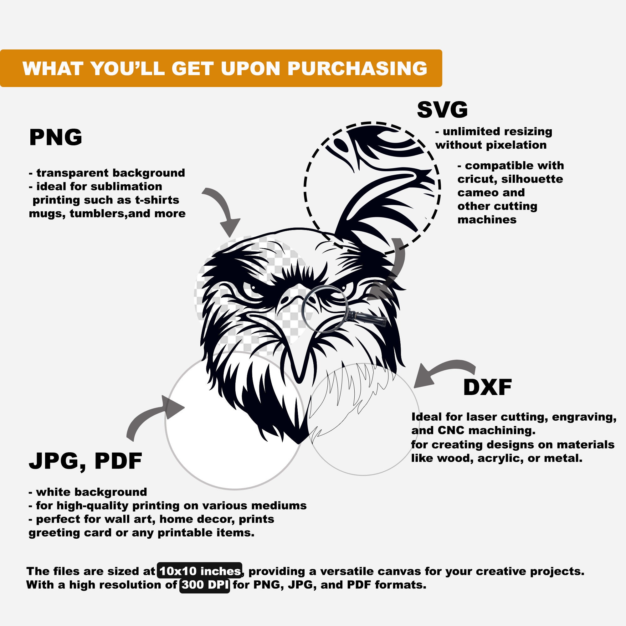 Eagle in Front View SVG | Eagle Clipart | Eagle Cut File | Eagle ...