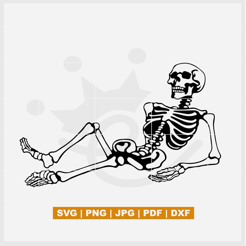 Skeleton Chilling SVG, Happy Skeleton SVG, Funny Skeleton Svg, Dying ...