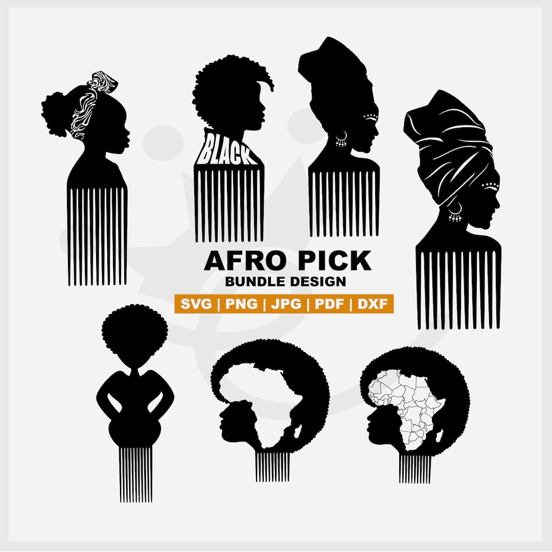 Afro Pick SVG, Afro Pick 7 in Original Bundle Design, Perfect for Cricut, Silhoutte Machine ...