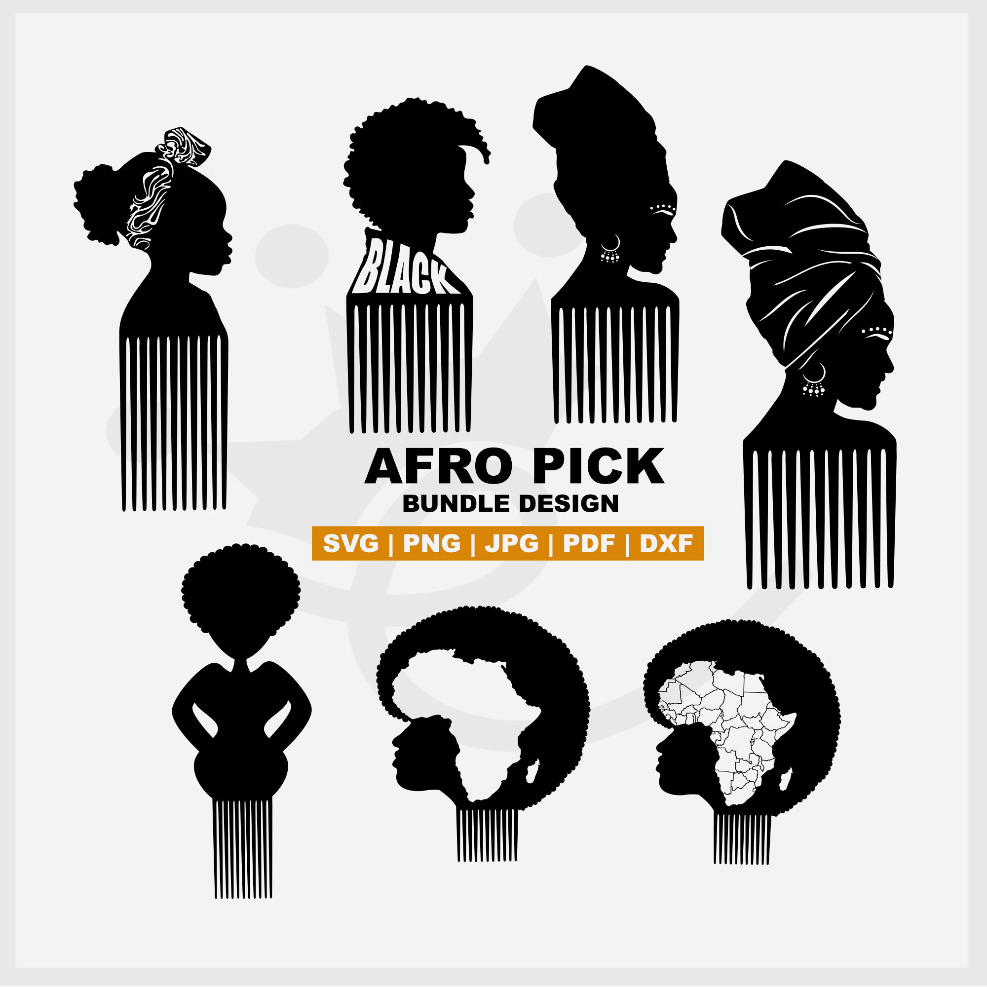 Afro Pick SVG, Afro Pick 7 in Original Bundle Design, Perfect for ...